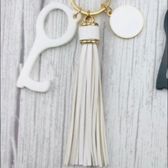 Accessories | Contactless Key Reusable Keychain W White Tassel | Poshmark